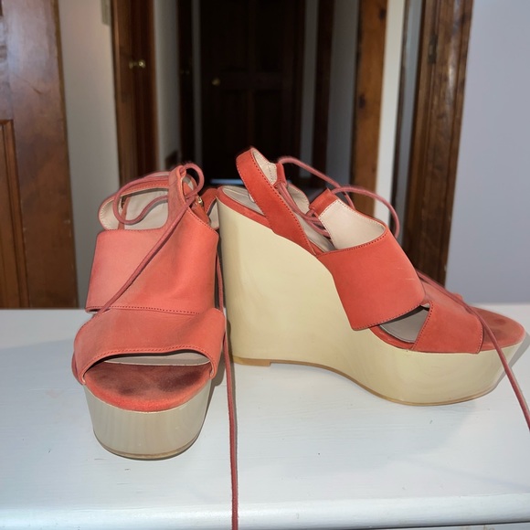 Aldo | Shoes | Wrap Around Peach Aldo Wedges | Poshmark